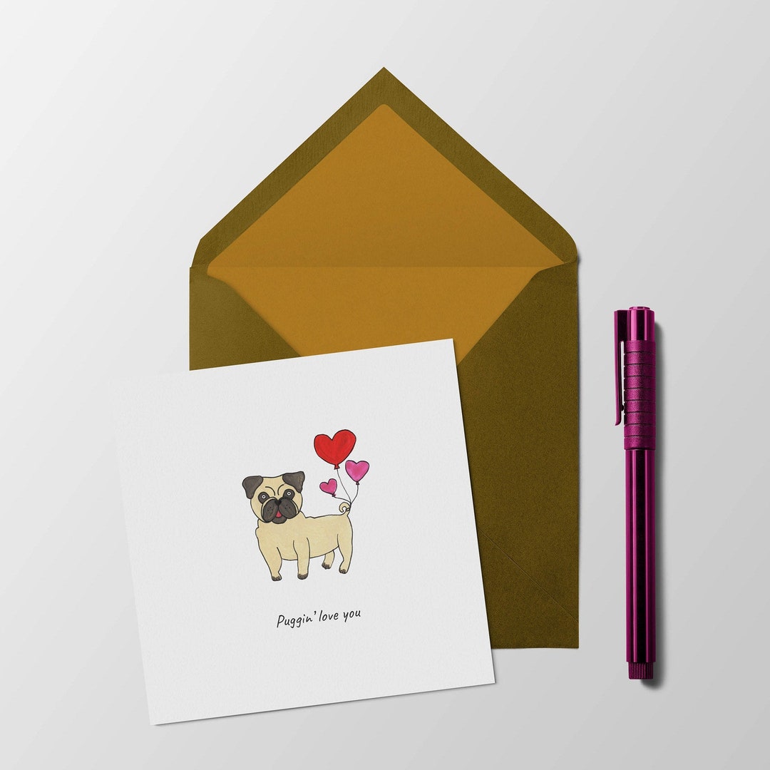 Puggin Love You Funny Valentines Card. Pug Valentine's Day - Etsy
