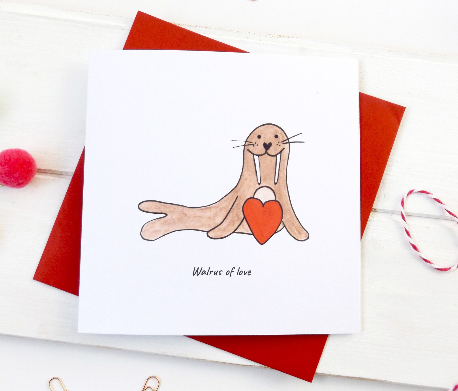 Walrus of Love Funny Valentines Card. Walrus Valentine's Day Card ...