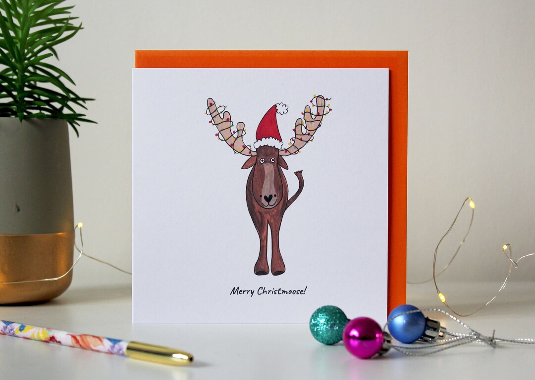 Merry Christmoose Funny Christmas Card. Funny Moose Christmas - Etsy