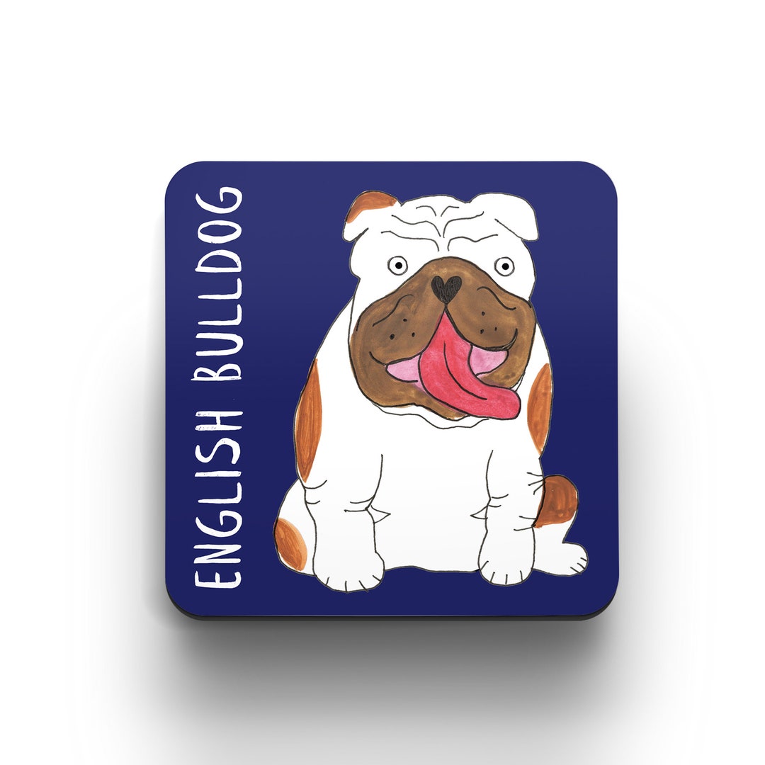 English Bulldog Drinks Coaster. English Bulldog Illustrated - Etsy