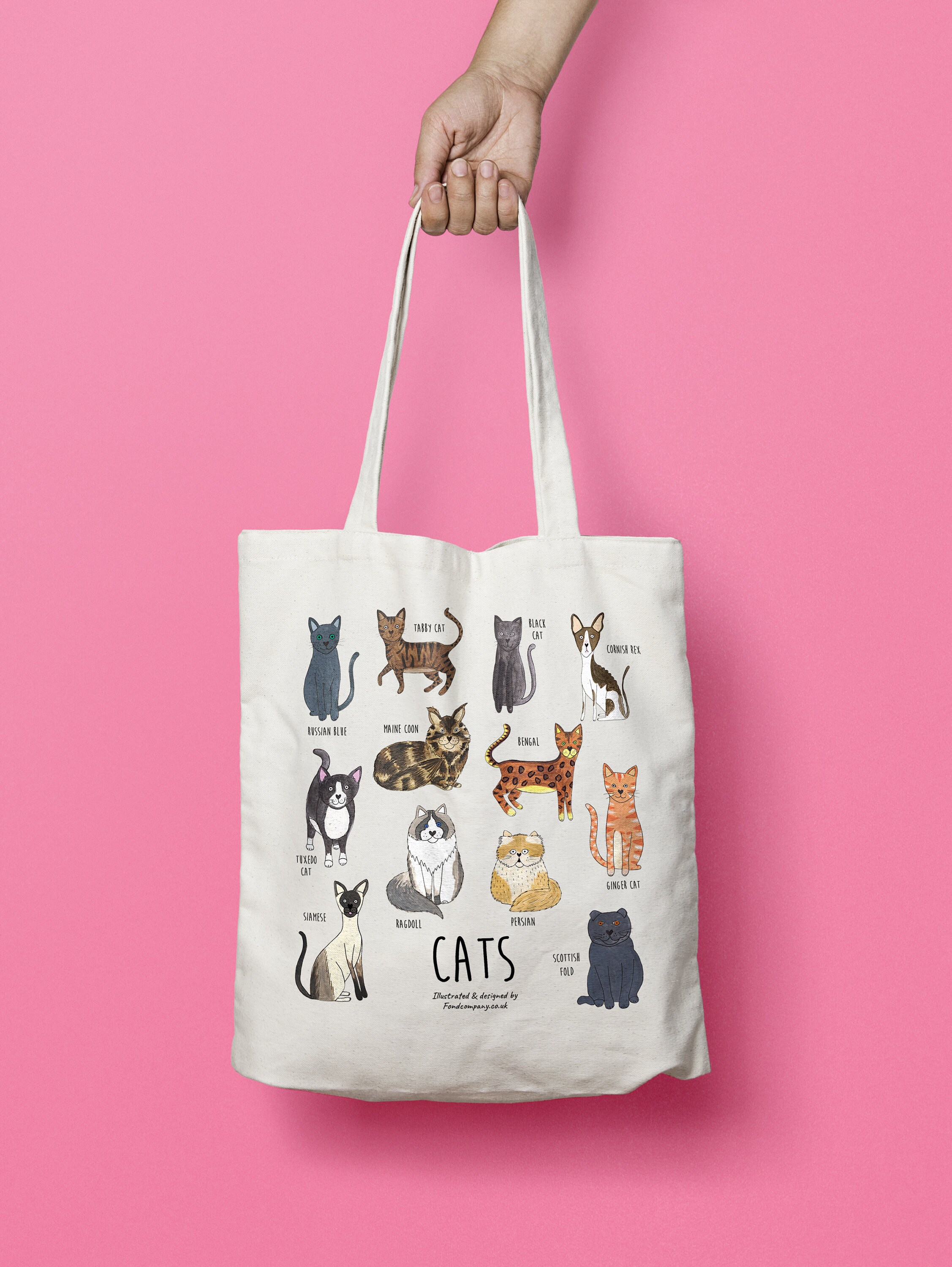 Cat Tote Bag. Illustrated Cat Tote Bag. Cat Lover Gift. Cat | Etsy