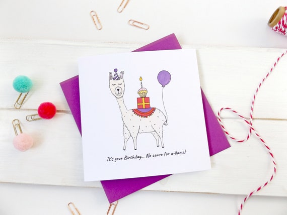 Funny Llama Card. No Cause for a Llama Birthday Card. Funny | Etsy