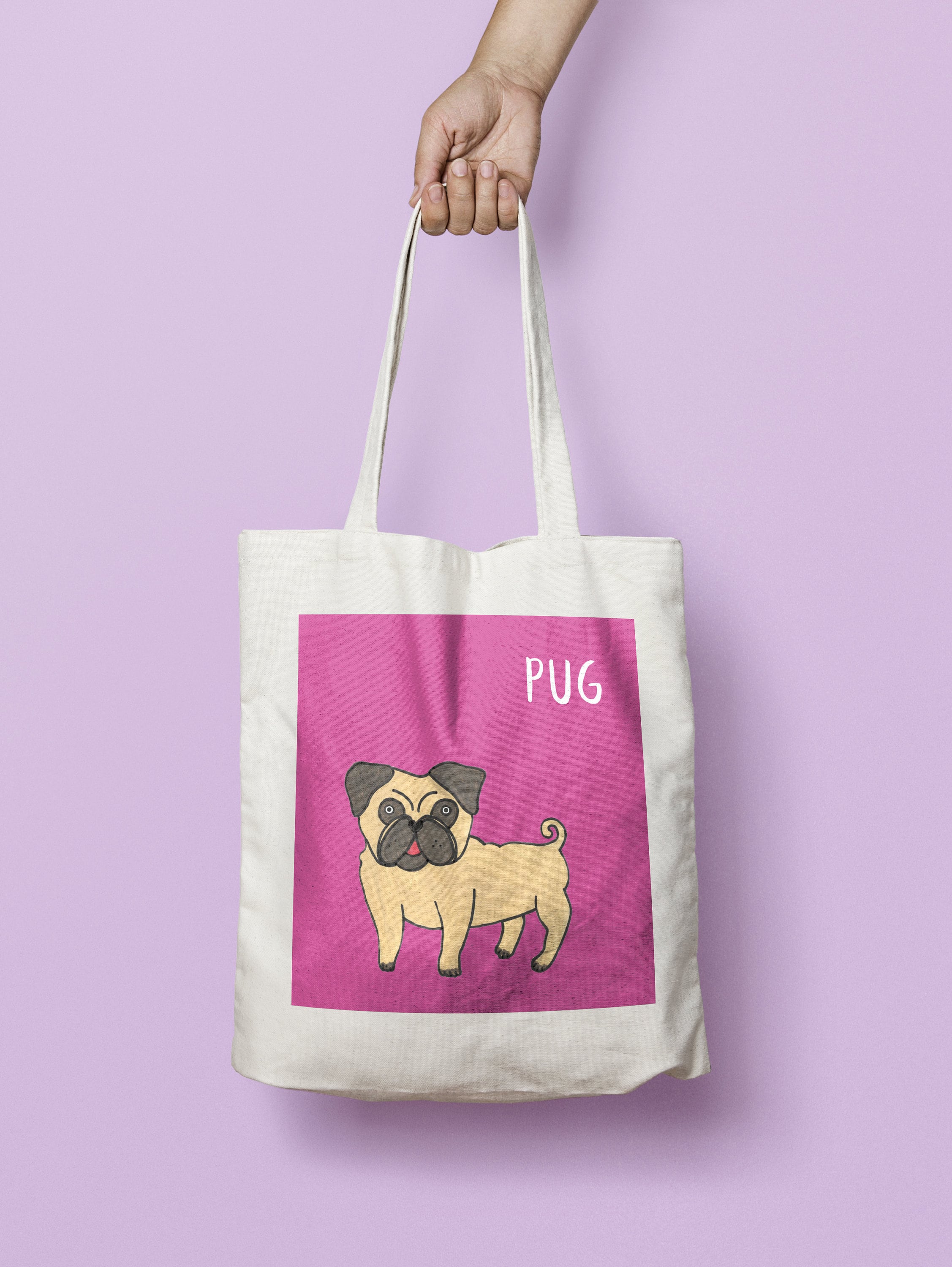 Pug tote bag. Dog tote bag. Pug lover tote bag. Dog lover | Etsy