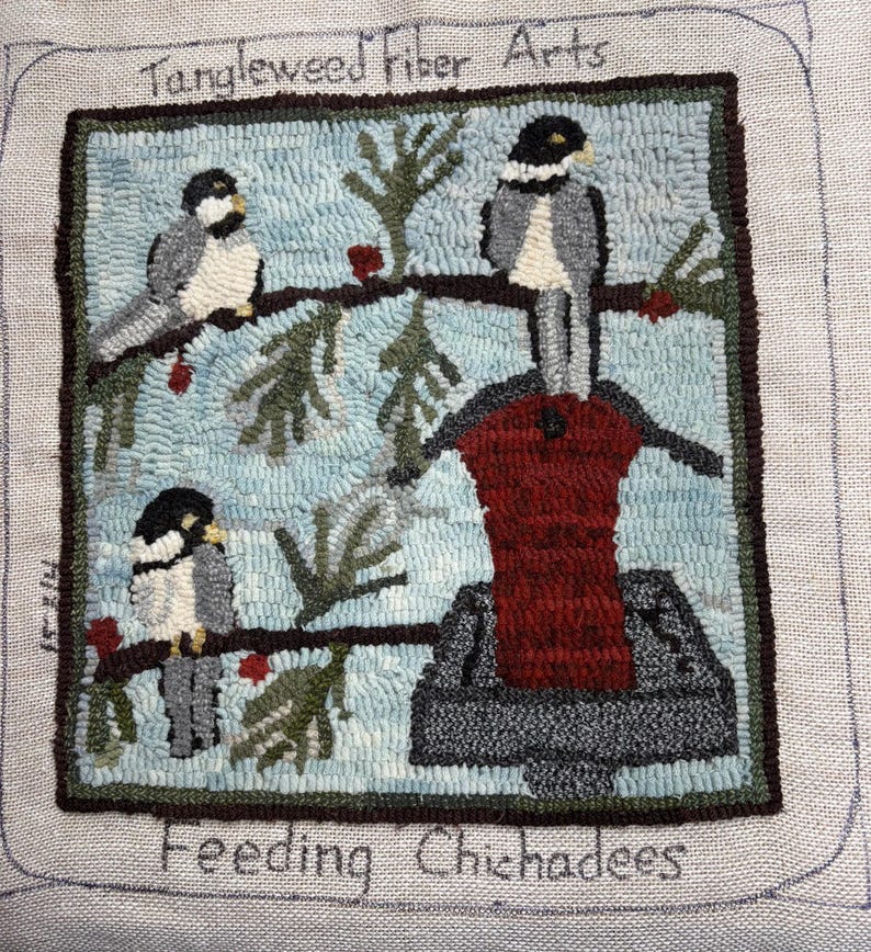 Rug Hooking Pattern "chickadees at the Feeder" - Etsy
