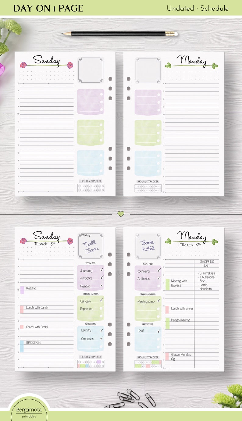 AGENDA DIARIA con HORARIO imprimible 12 páginas A5 | Etsy