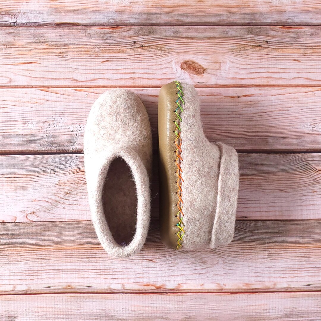 Felted Wool Baby Slippers: Beige Winter Home Shoes - Etsy