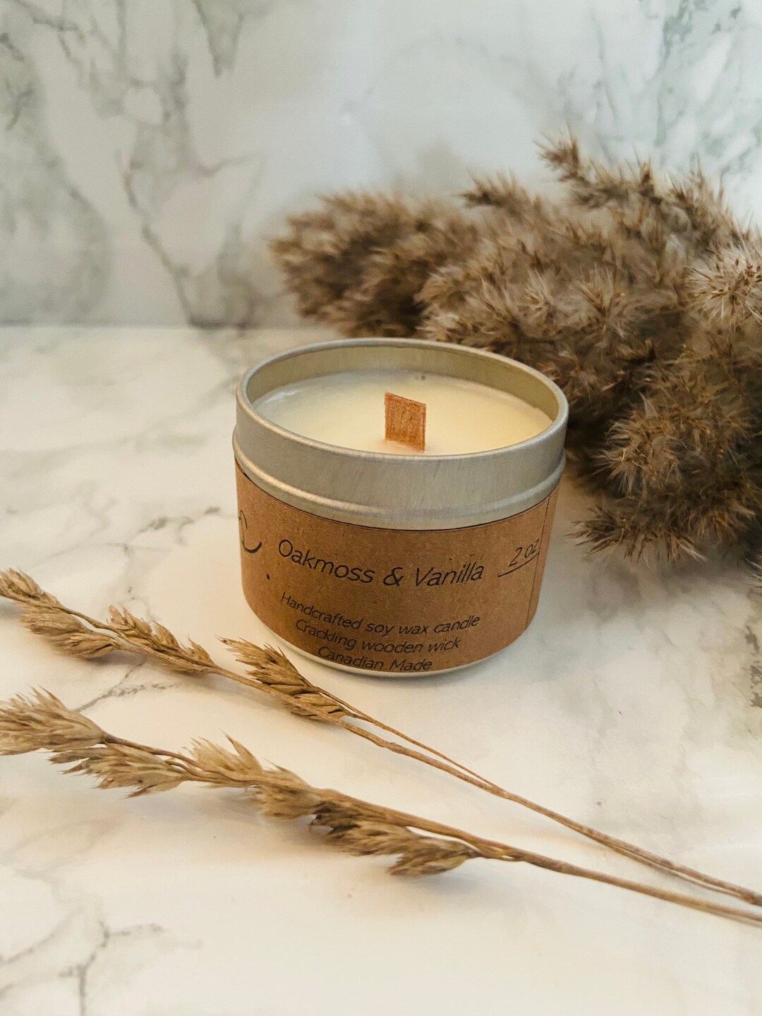 Oak Moss & Vanilla Scented [wood Wick] Soy Candle, Wick, Gifts for Her ...