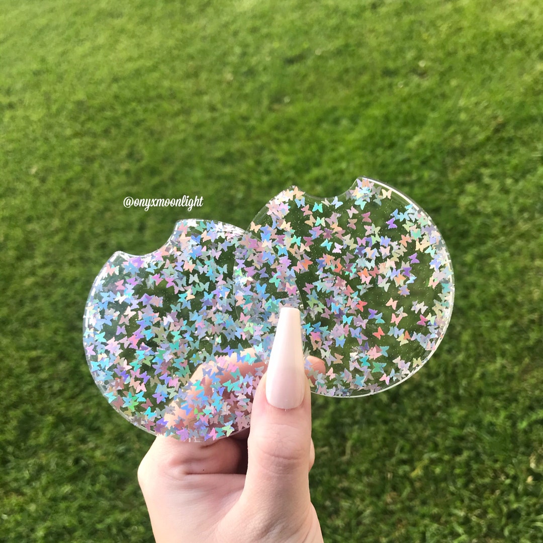 Car Coasters Set/pair That Will Fit Car Properly Glitter Car Coasters ...