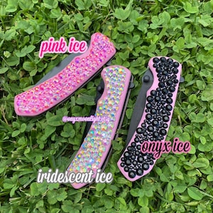 LIMITED EDITION 2026 Pink Steel Blade Pocket Knife W/ Crystals | Bling ...