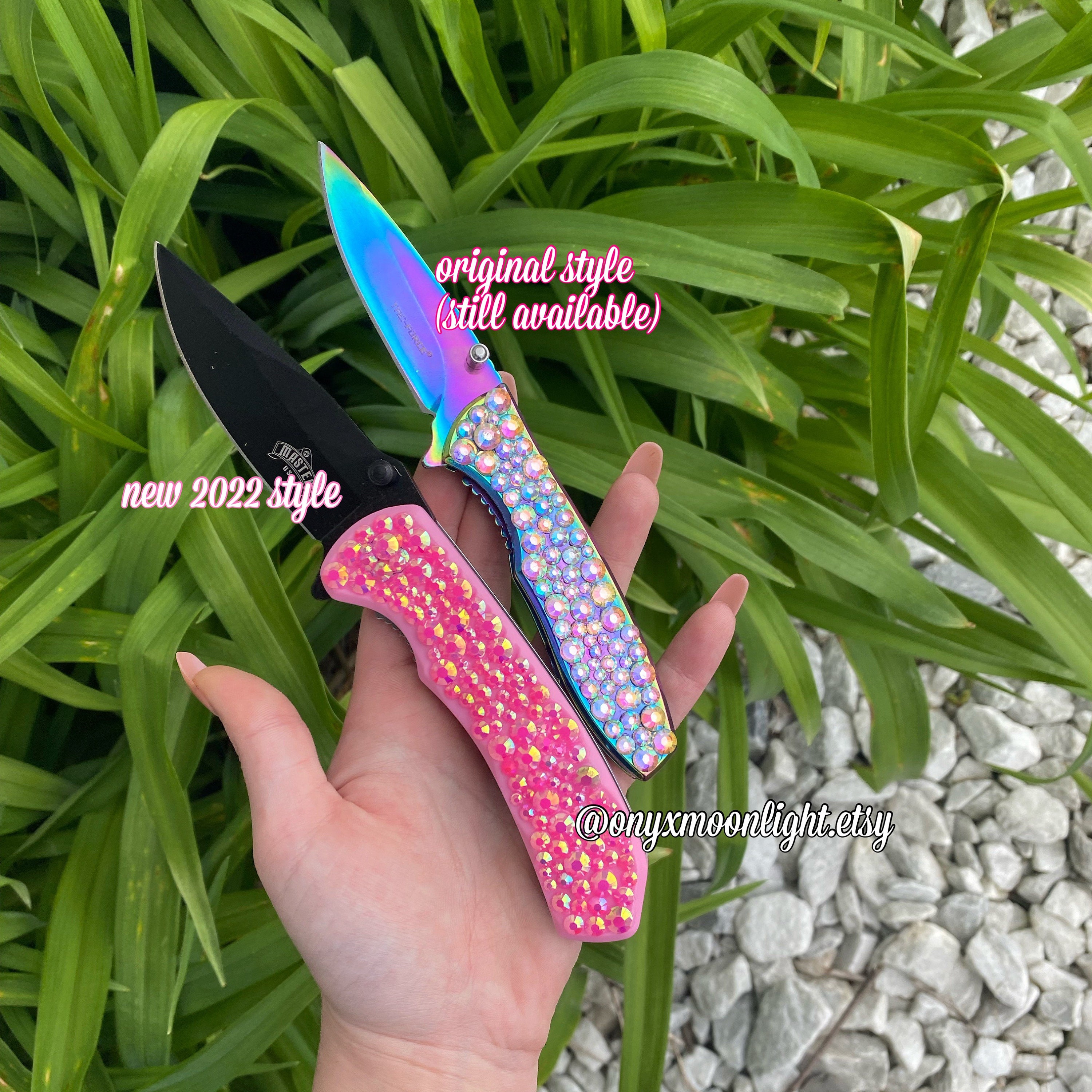 Pink Steel Blade Pocket Knife W/ Crystals Bling Knife - Etsy