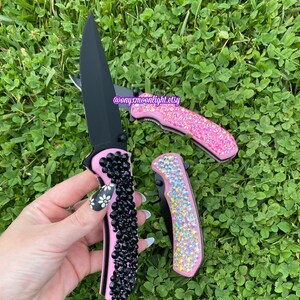 LIMITED EDITION 2025 Pink Steel Blade Pocket Knife W/ Crystals | Bling ...