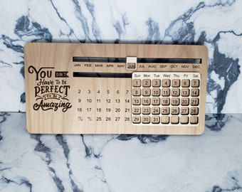 Perpetual Wooden Desk Calendar Inspirational Quotes | Etsy