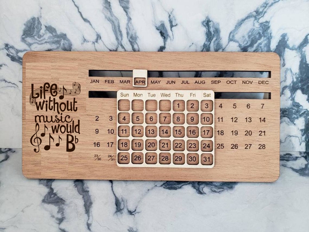 Perpetual Wooden Desk Calendar - Music and Dance - Etsy
