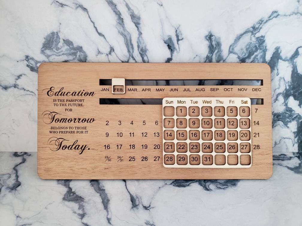 Perpetual Wooden Desk Calendar Motivational Quotes | Etsy