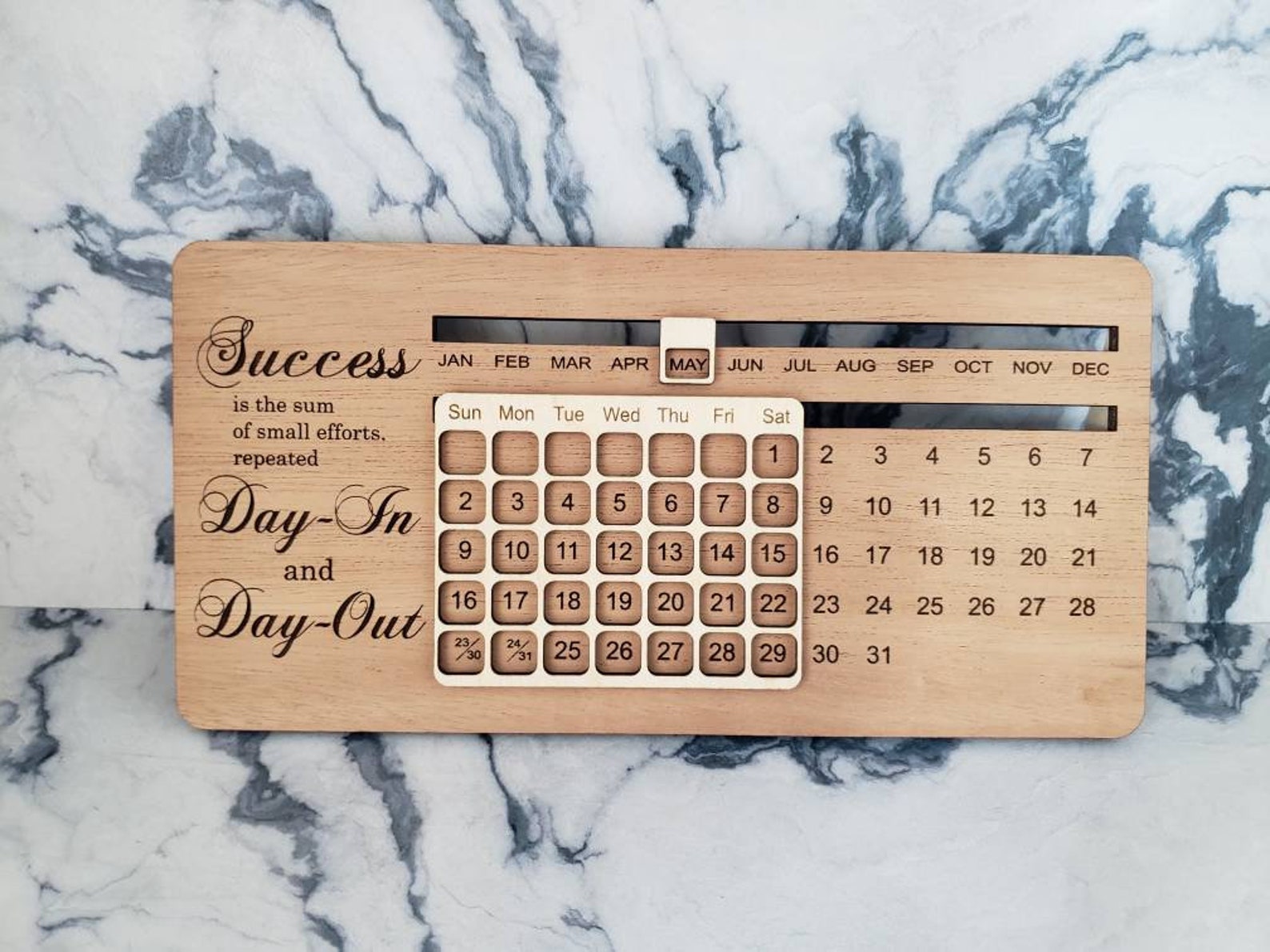 Perpetual Wooden Desk Calendar Motivational Quotes | Etsy