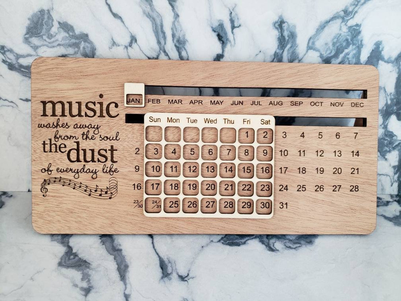Perpetual Wooden Desk Calendar Motivational Quotes | Etsy