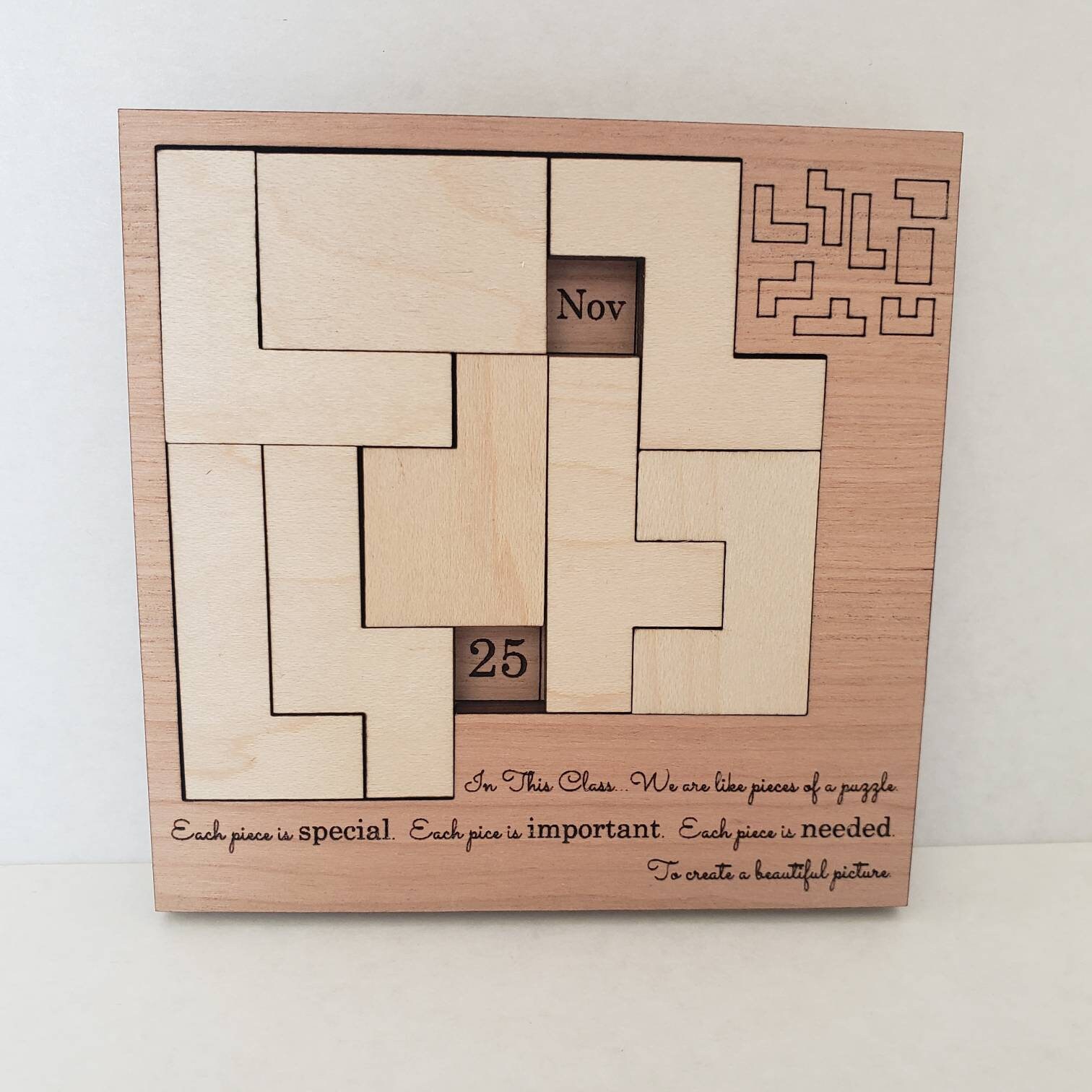 A Puzzle a Day Wooden Calendar Teacher - Etsy