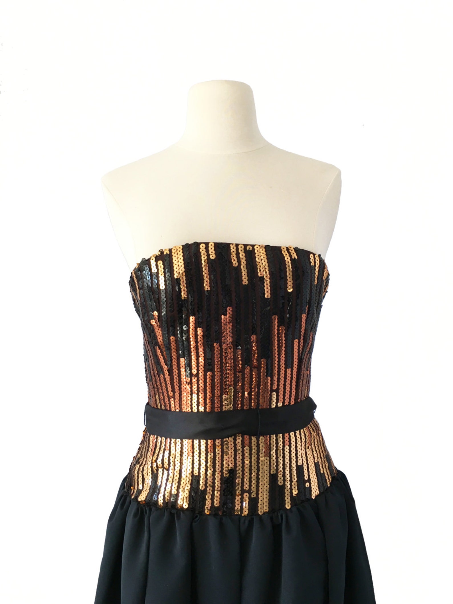 Vestido vintage - Vestido de fiesta - bronce, oro, Sparkle - blusa de ...