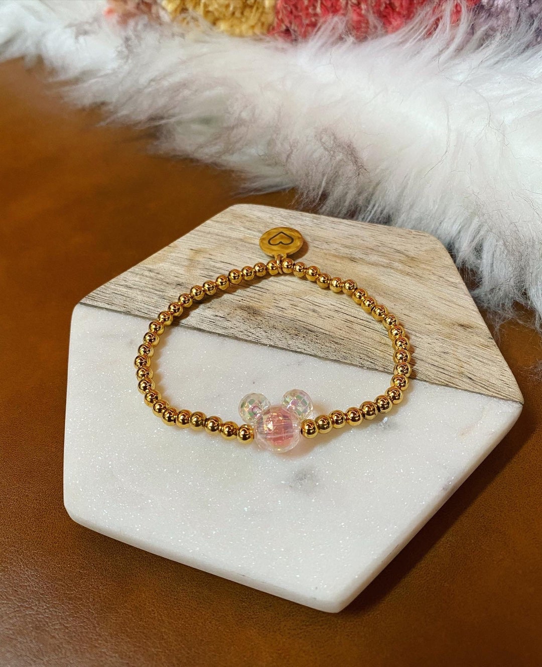 Mickey Mouse Bead Bracelet, Mickey Crystal, Gold Filled Bead Bracelets ...