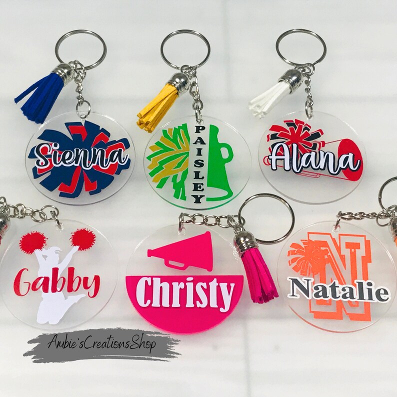 Personalized Cheer Keychains, Cheerleader Bag Tag, Cheer Team, Cheer ...