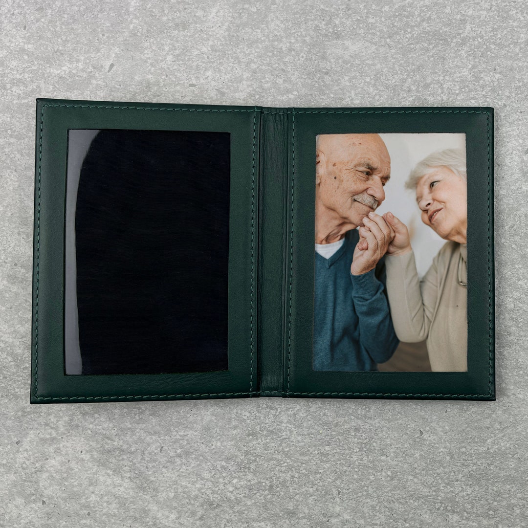 Personalised 2 Folding Leather Travel Photo Frame 5x3.5 | Portable ...
