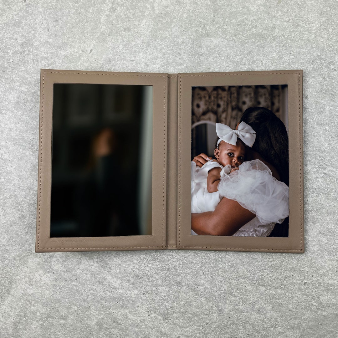 Personalised 2 Folding Leather Travel Photo Frame 6x4 | Portable ...