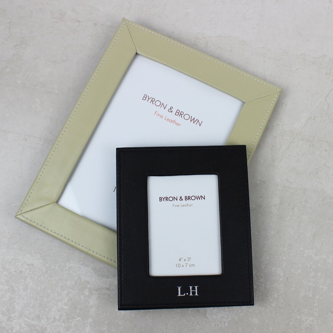 Personalised Slim Classic Leather Photo Frame | Genuine Leather ...