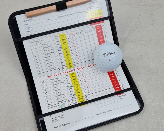 Personalised Golf Scorecard Holder | Genuine Leather, Sports Accessory ...