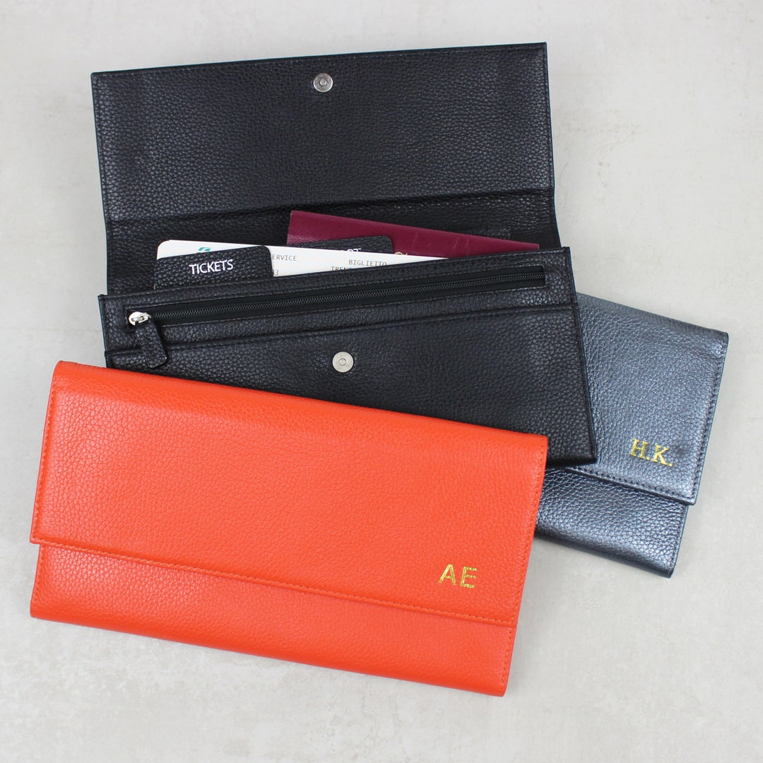 Personalised Leather Travel Wallet Document Holder, Family Holiday ...
