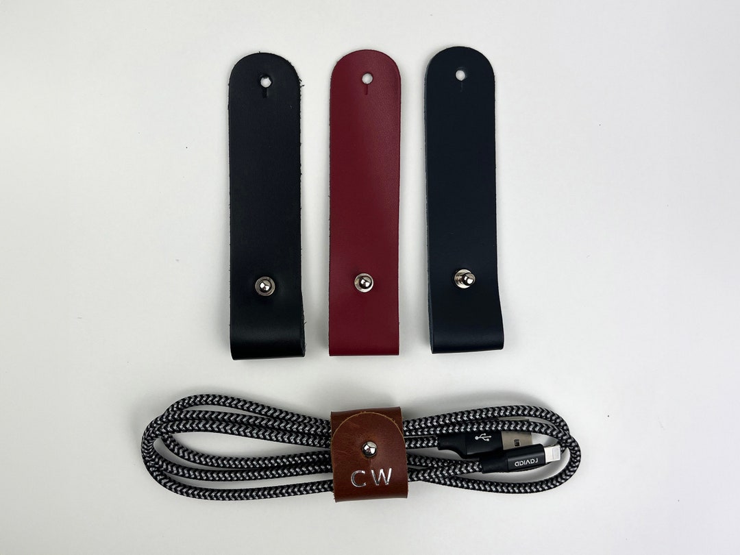 Personalised Leather Cable Tidy | Leather Cable Tie, Cable Organiser ...