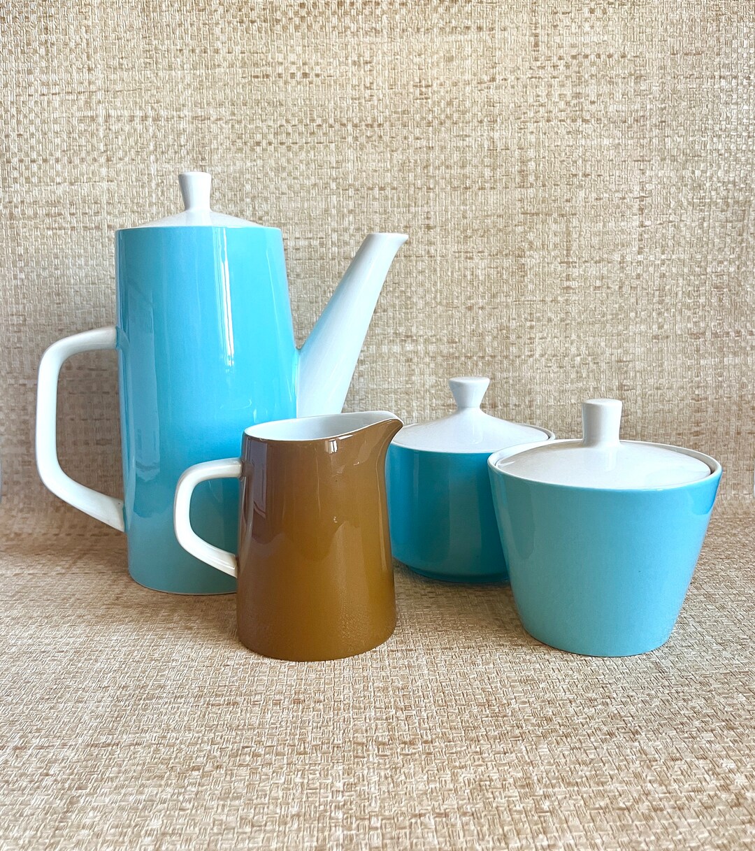 MCM Tea Set Vintage Mikasa Cerastone Blue Teapot Vintage Coffee Pot ...