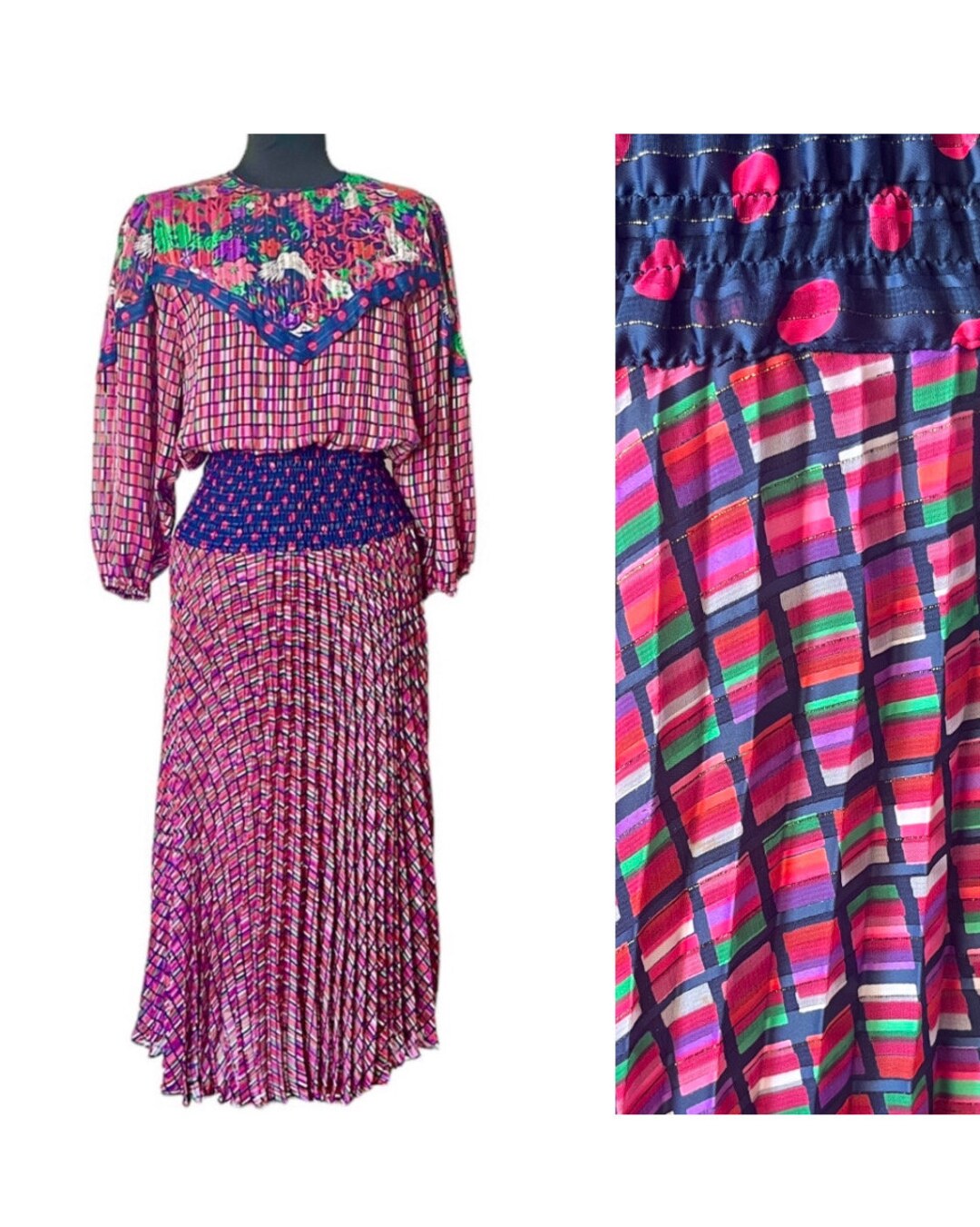 Diane Freis Dress 1980s Vintage Designer Party Dress Colorful Floral ...