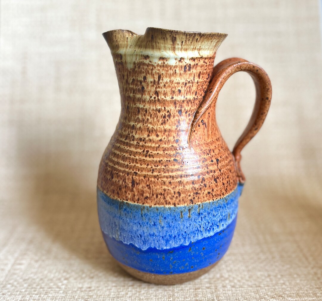 Reece Art Pottery Vintage Stoneware Pitcher Jug Blues Mid Century ...