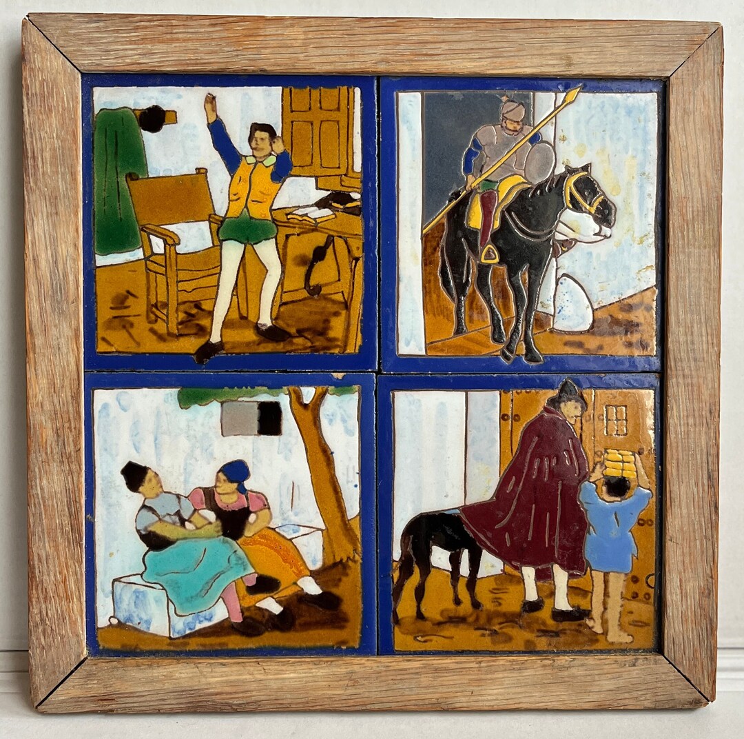 Spanish Art Tiles Don Quixote Series Mensaque 20s 30s 40s Hand - Etsy
