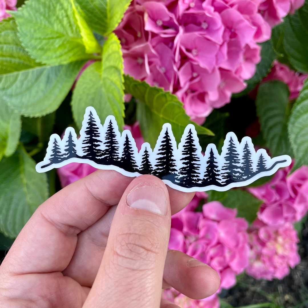 Hand Drawn Pine Tree Sticker: Waterproof Vinyl Nature Decal - Etsy
