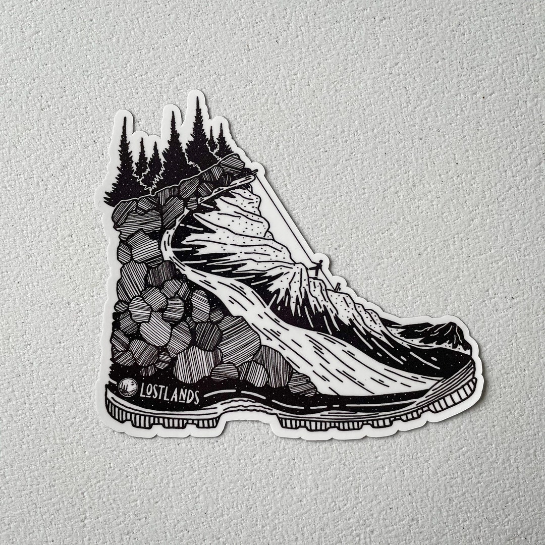 Hiking Boot Sticker Nature Stickers Waterbottle Stickers - Etsy