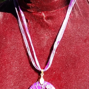 Tree of Life, Chai, Pendant, Bronze Wire Sculpture, Over Purple Banded ...