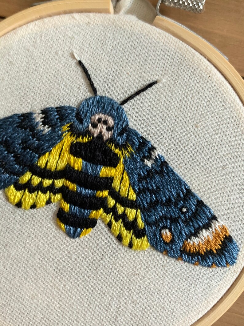 Death’s Head Hawk Moth Hand Embroidery - Etsy