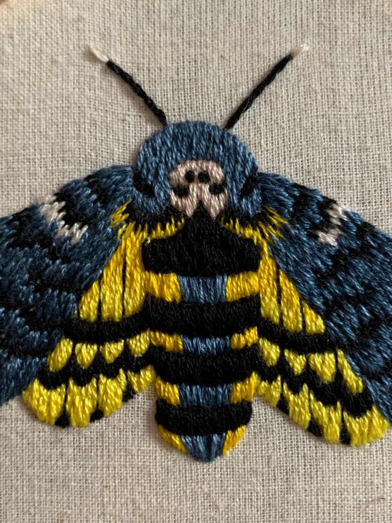 Death’s Head Hawk Moth Hand Embroidery - Etsy