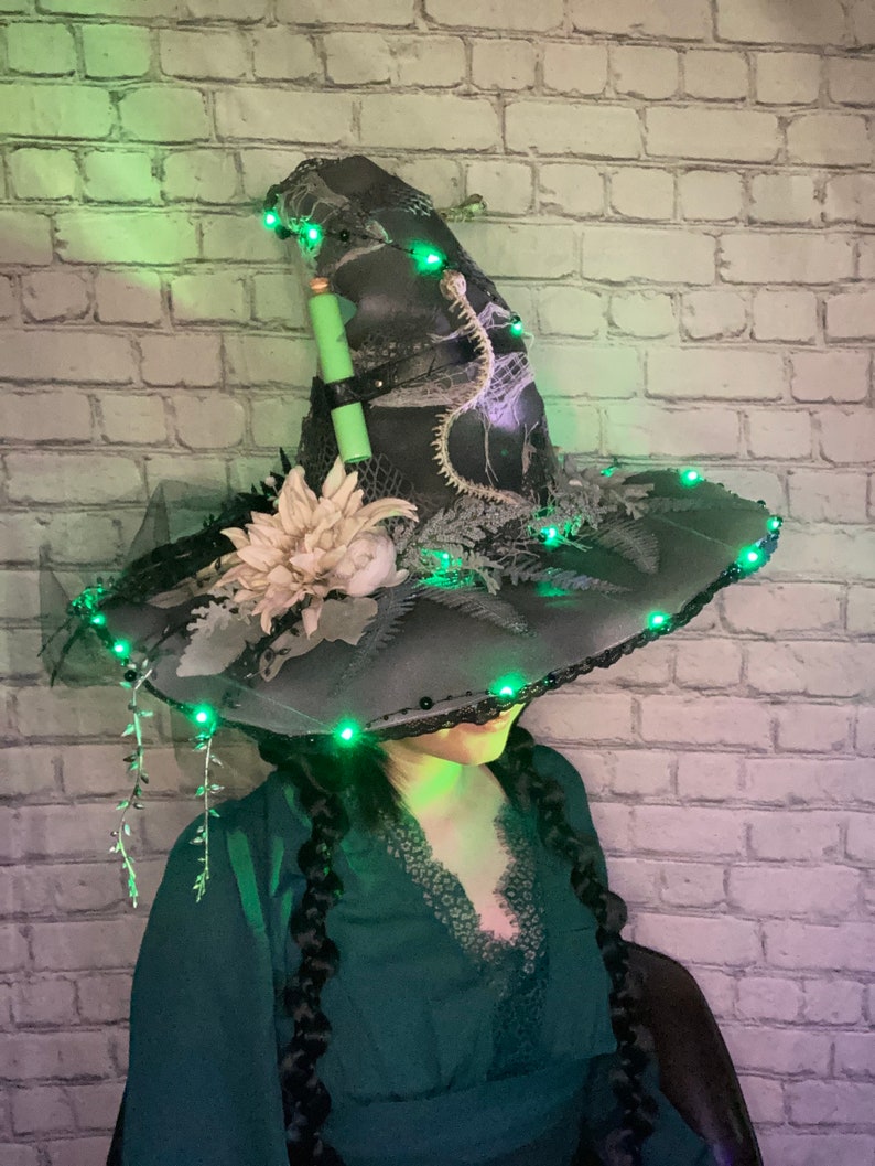 Venom Black Witch Hat With Leds Snake Witch Dark Mori - Etsy