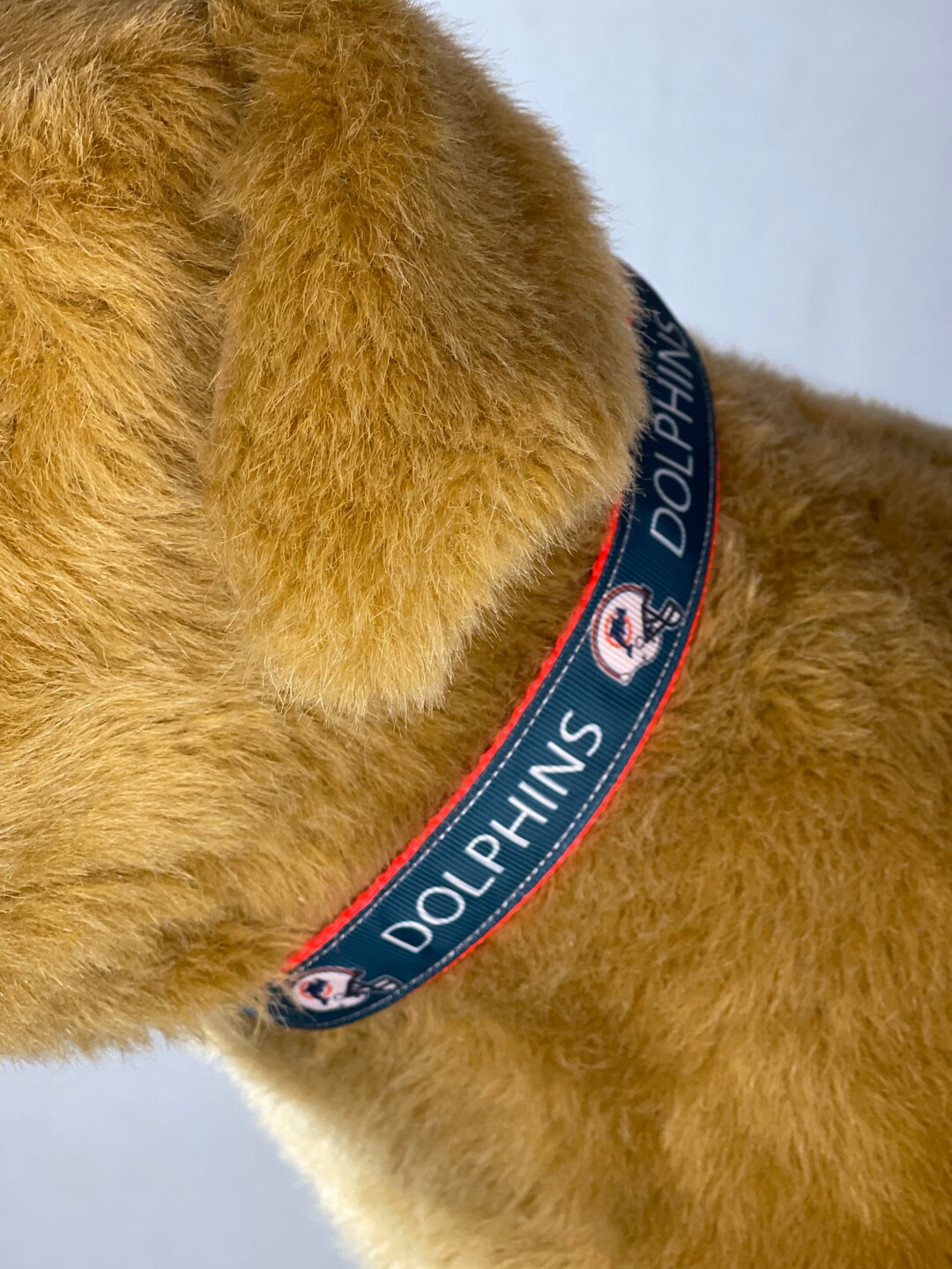 Miami Dolphins Themed Orange and Teal Adjustable Dog Collar Size Large ...