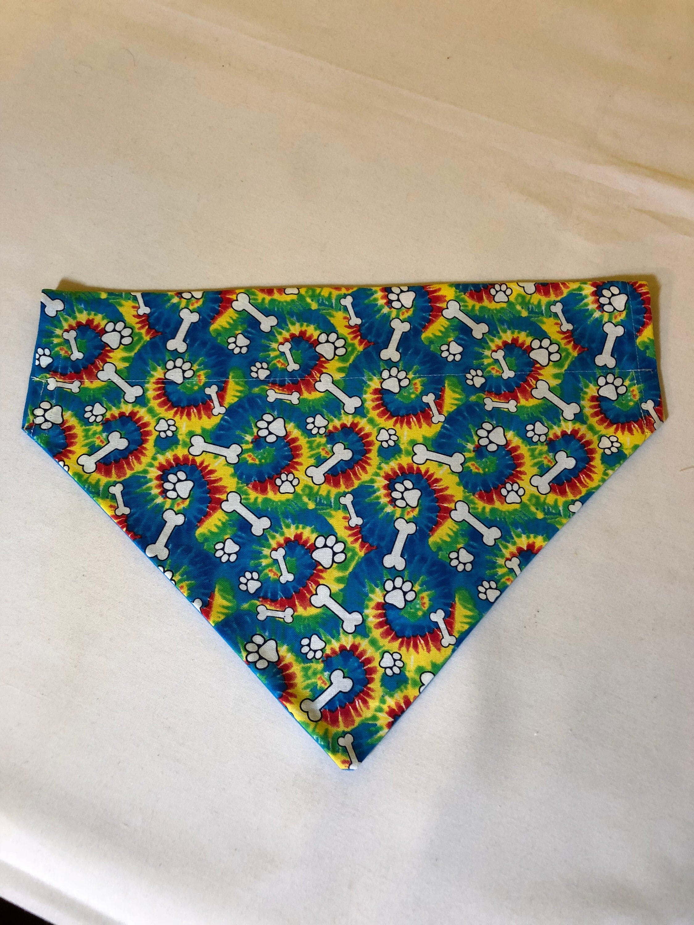 Tie-dye Bones Themed /blue Reversible Slip Over the Collar Dog | Etsy