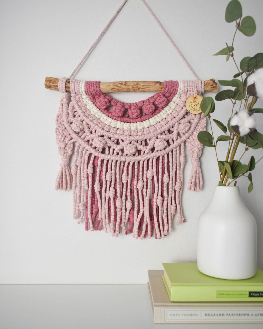 Pink Macrame Wall Hanging, Woven Wall Hanging, Bohemian Decoration ...