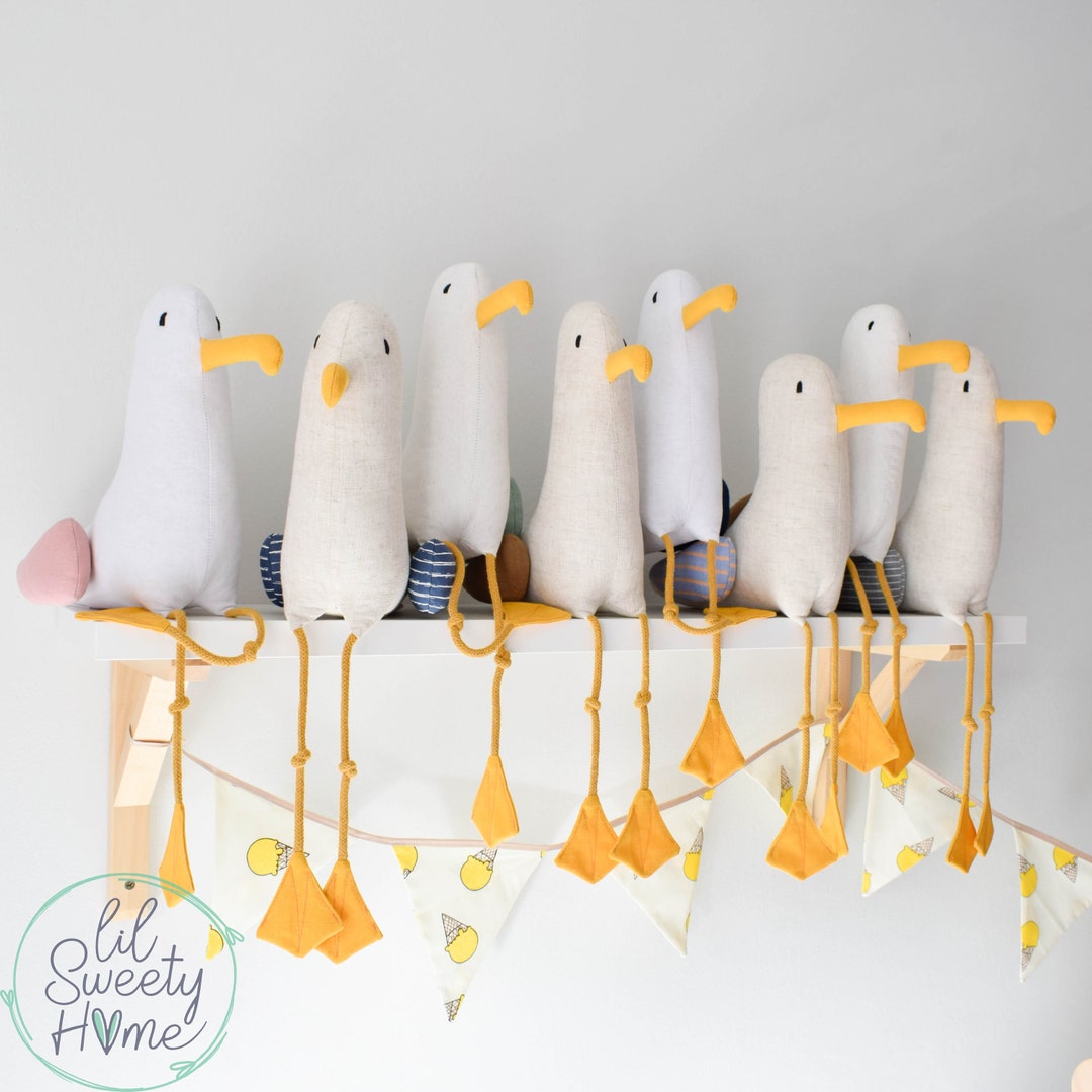 Seagull, Stuffed Linen Seagull, Sea Bird, Seagull Toy, Fabric Seagull ...