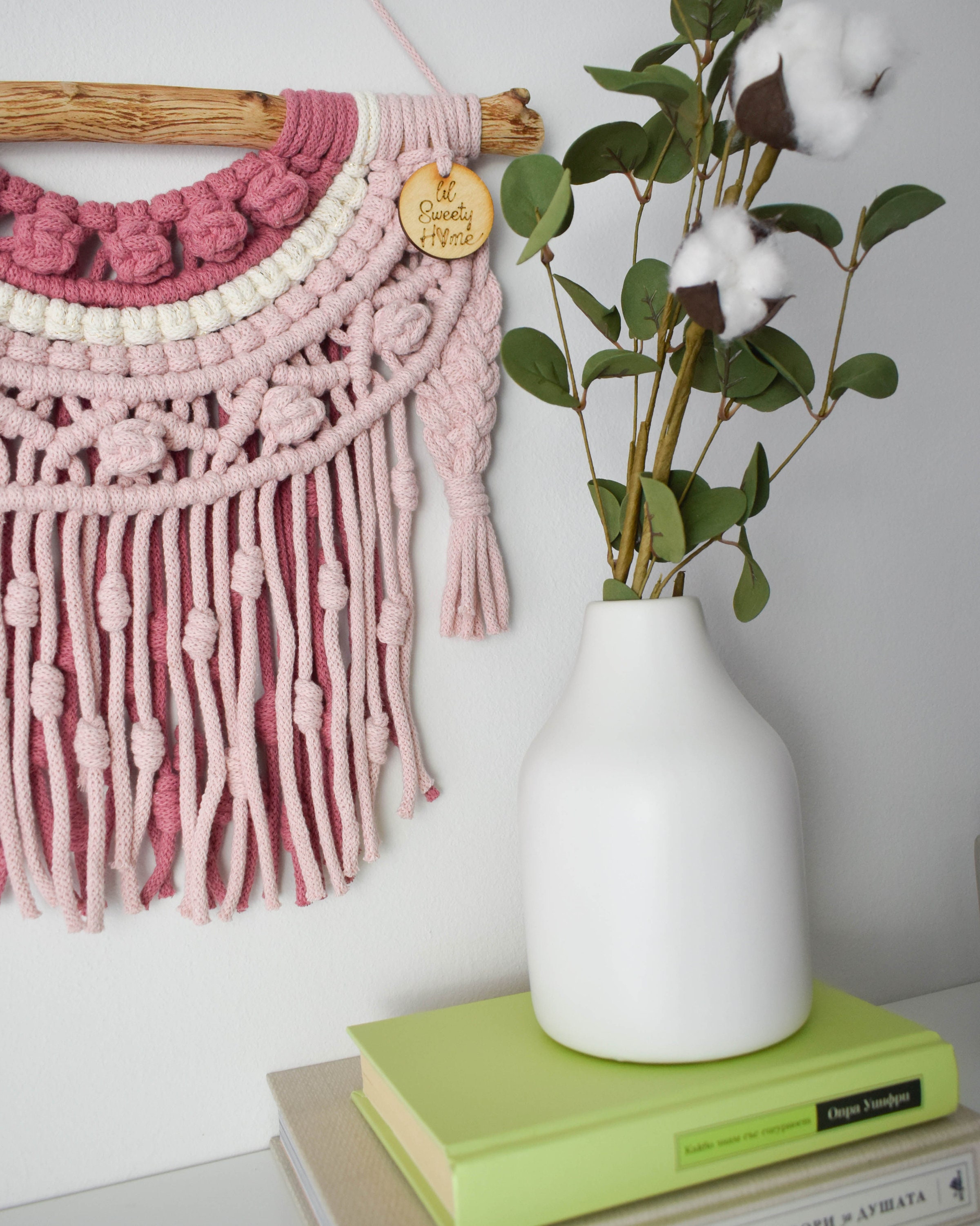 Pink Macrame Wall Hanging, Woven Wall Hanging, Bohemian Decoration ...