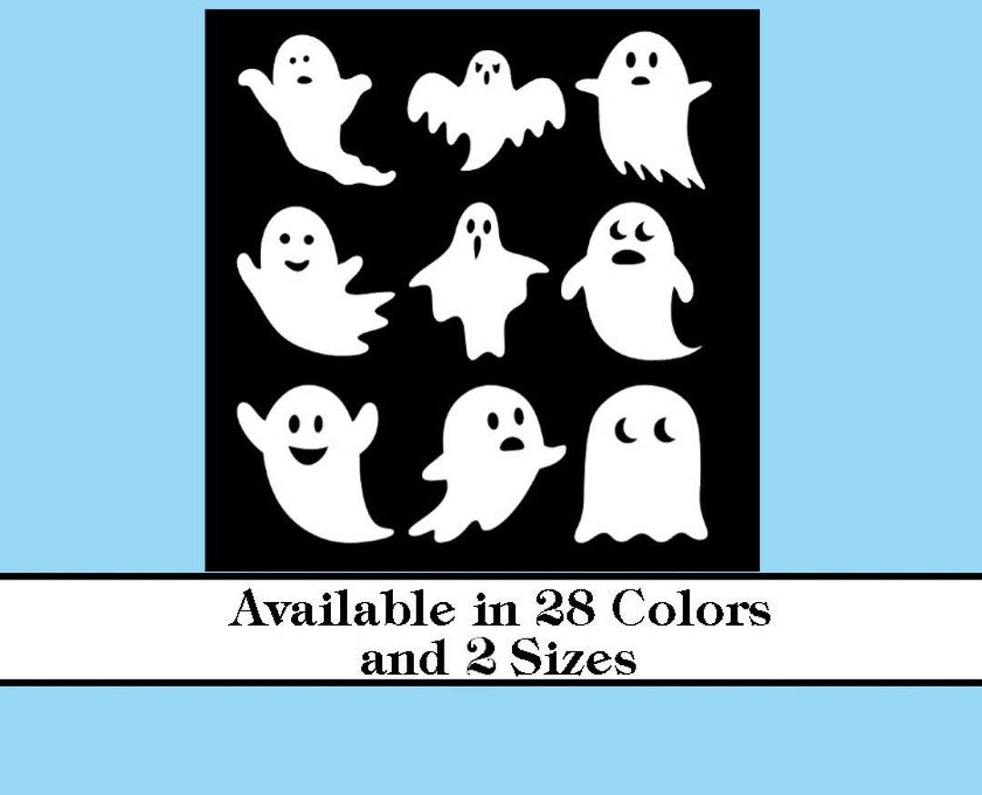 Halloween Ghost Iron on Decals: Glitter or Matte, Set of 9 - Etsy