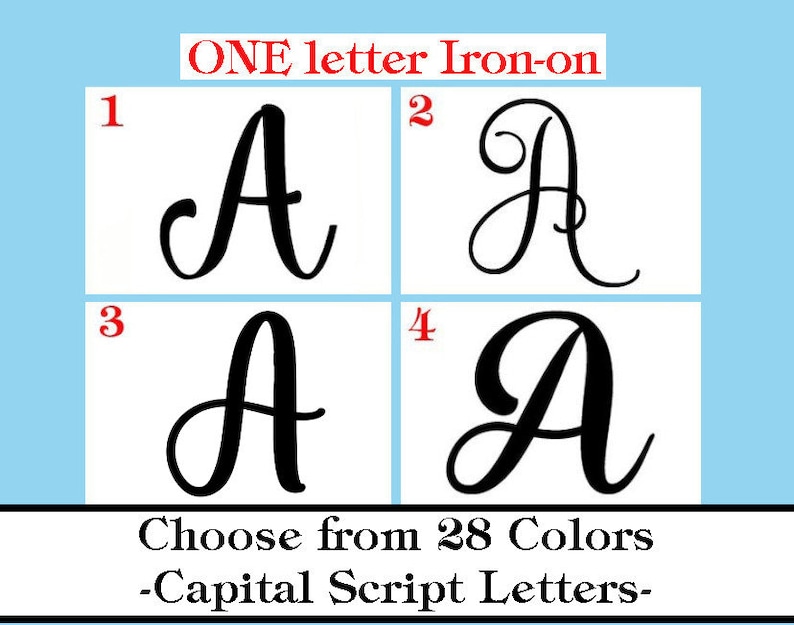 Cursive Single Letter IRON-ON Custom One Letter Monogram Decal - Etsy