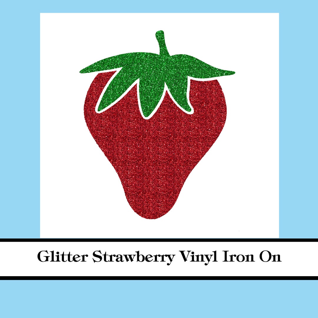 Glitter Strawberry Iron on Vinyl Heat Transfer Decal Red and Green ...