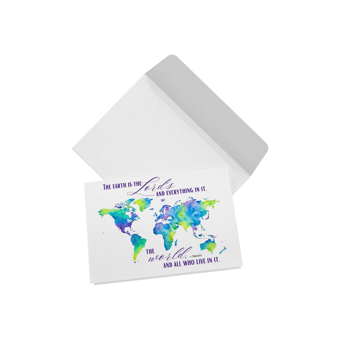World Map Greeting Card: Bible Verse - Etsy