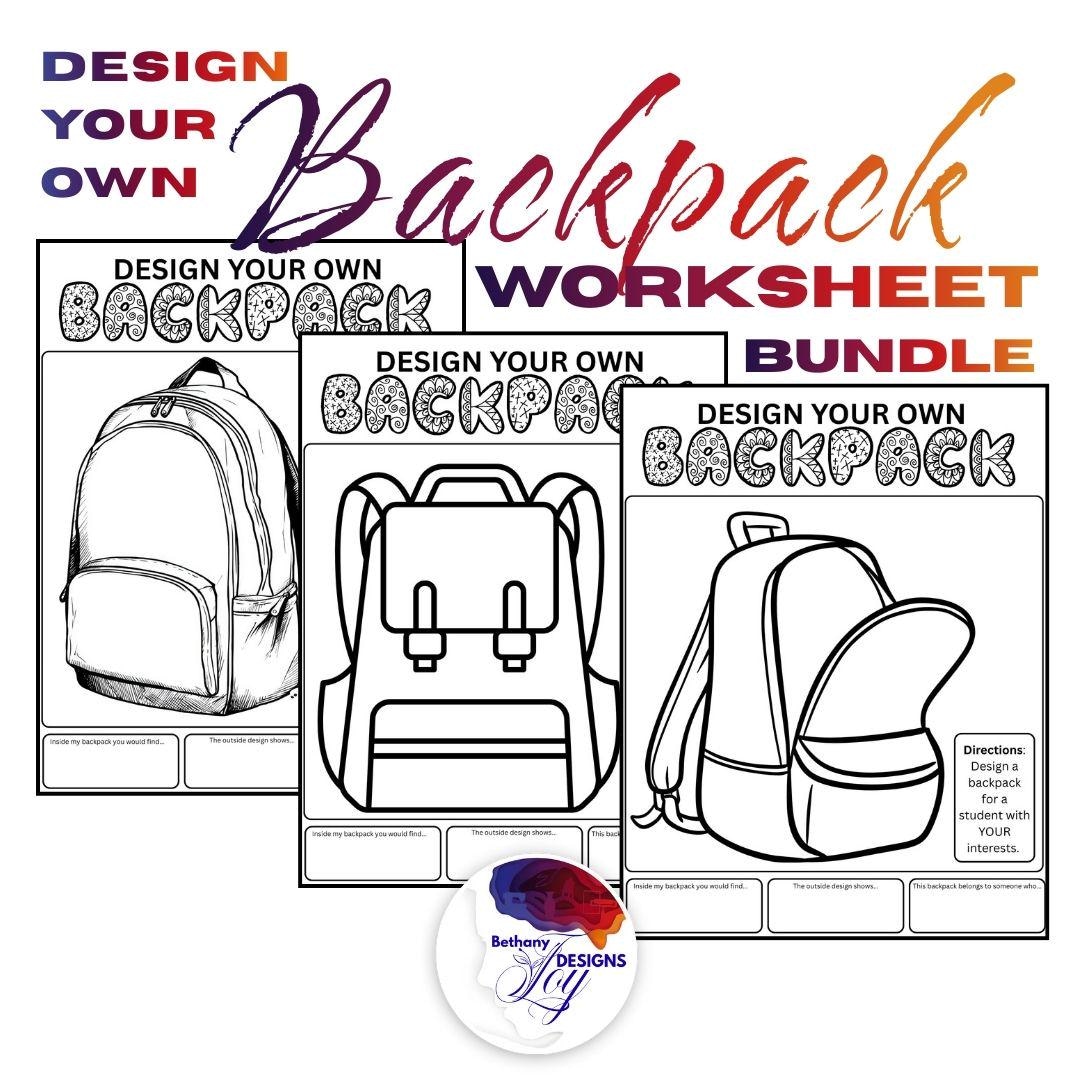 Design Your Own Backpack Printable for Kids, School Bag Coloring ...